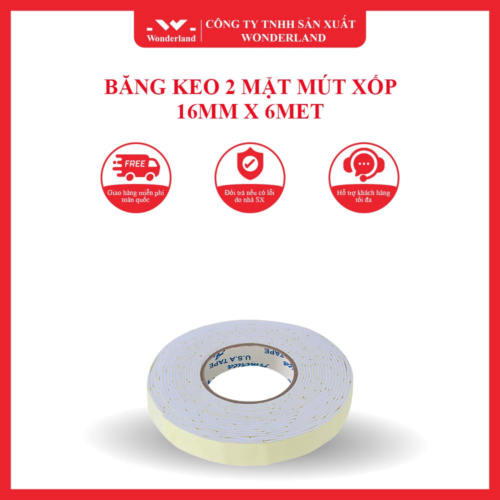 BĂNG KEO 2 MẶT MÚT XỐP 12MM X 9MET