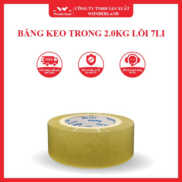 BĂNG KEO TRONG 2KG LÕI 7LI