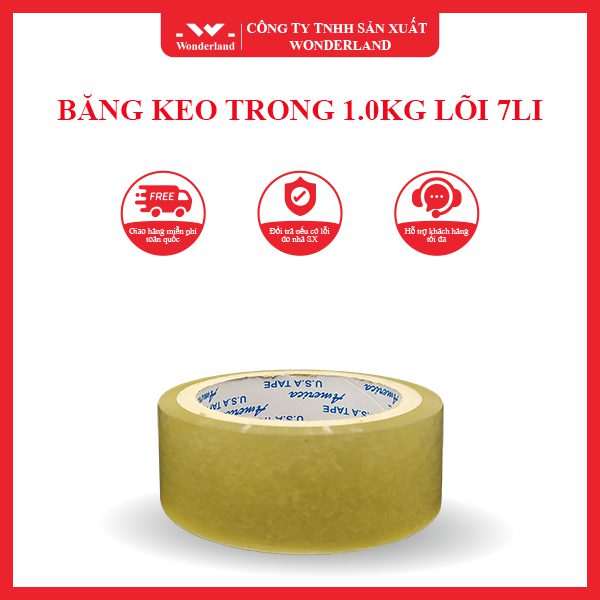 BĂNG KEO TRONG 1KG LÕI 7LI