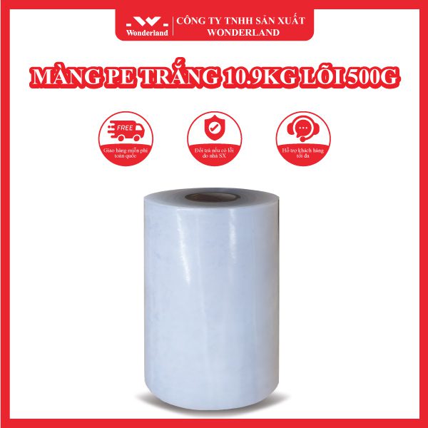 MÀNG PE TRẮNG 10.9KG LÕI 500G