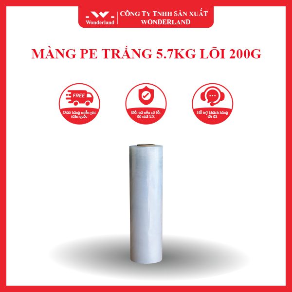 MÀNG PE TRẮNG 5.7KG LÕI 200G