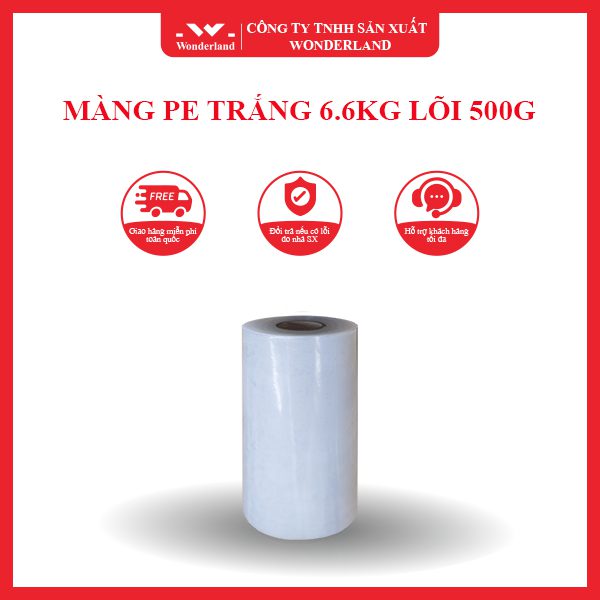 MÀNG PE TRẮNG 6.6KG LÕI 500G