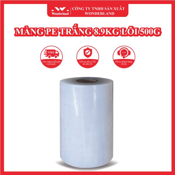 MÀNG PE TRẮNG 8.9KG LÕI 500G