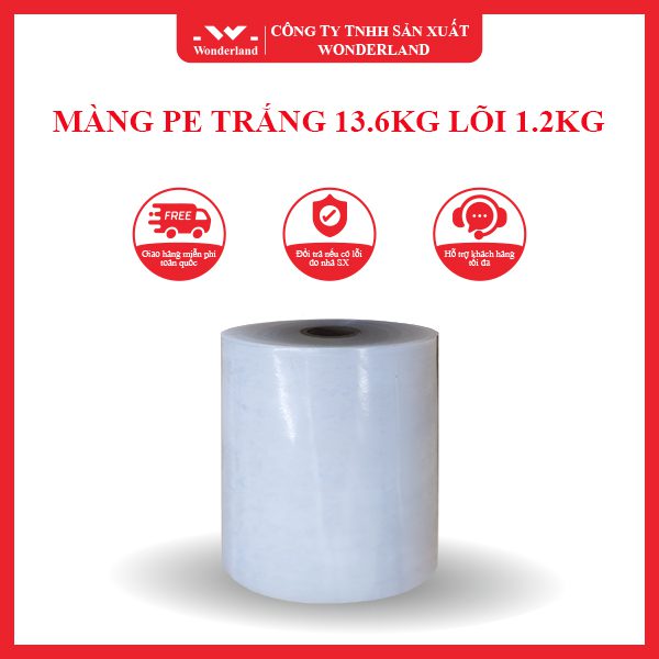 MÀNG PE TRẮNG 13.6KG LÕI 1.2KG – Băng Keo Giá Sỉ – Giải pháp cho ngành đóng gói